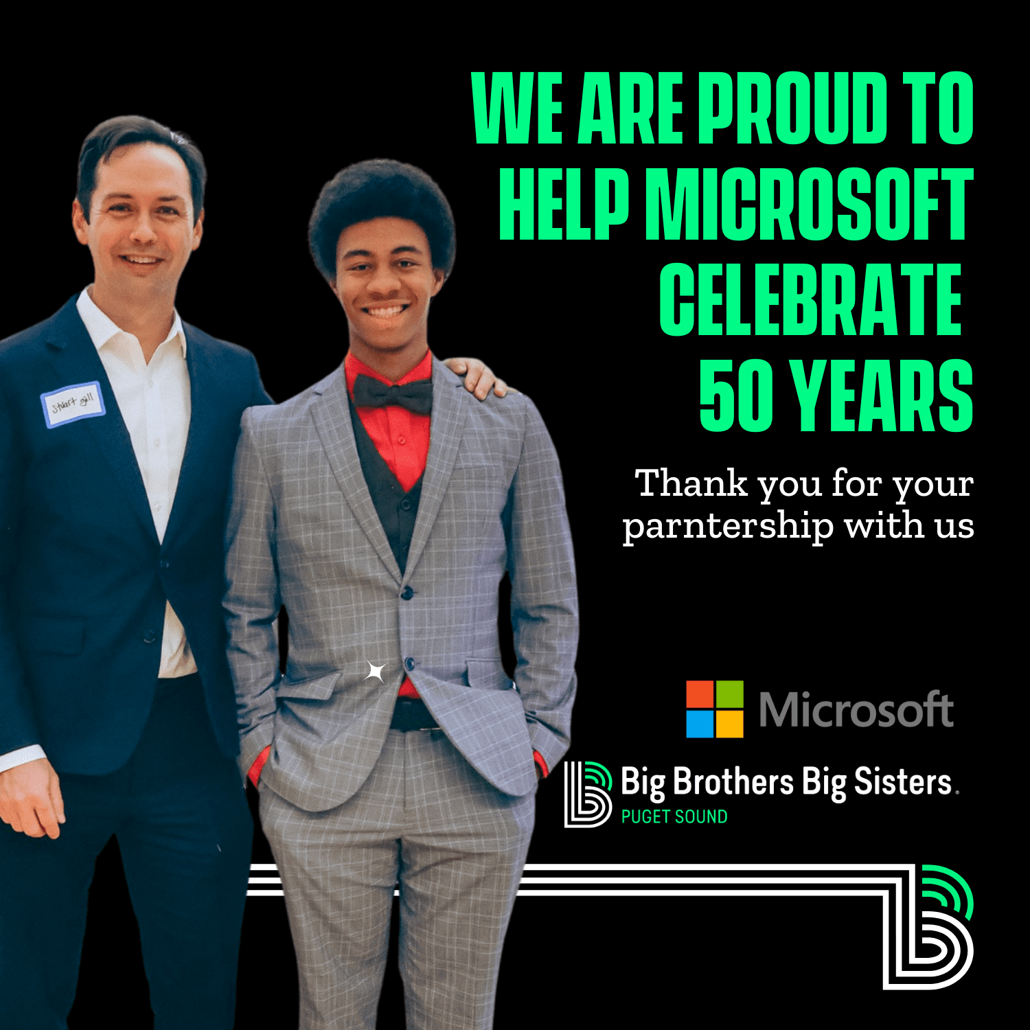 Proud to help Microsoft celebrate 50 Years - Big Brothers Big Sisters of Puget Sound